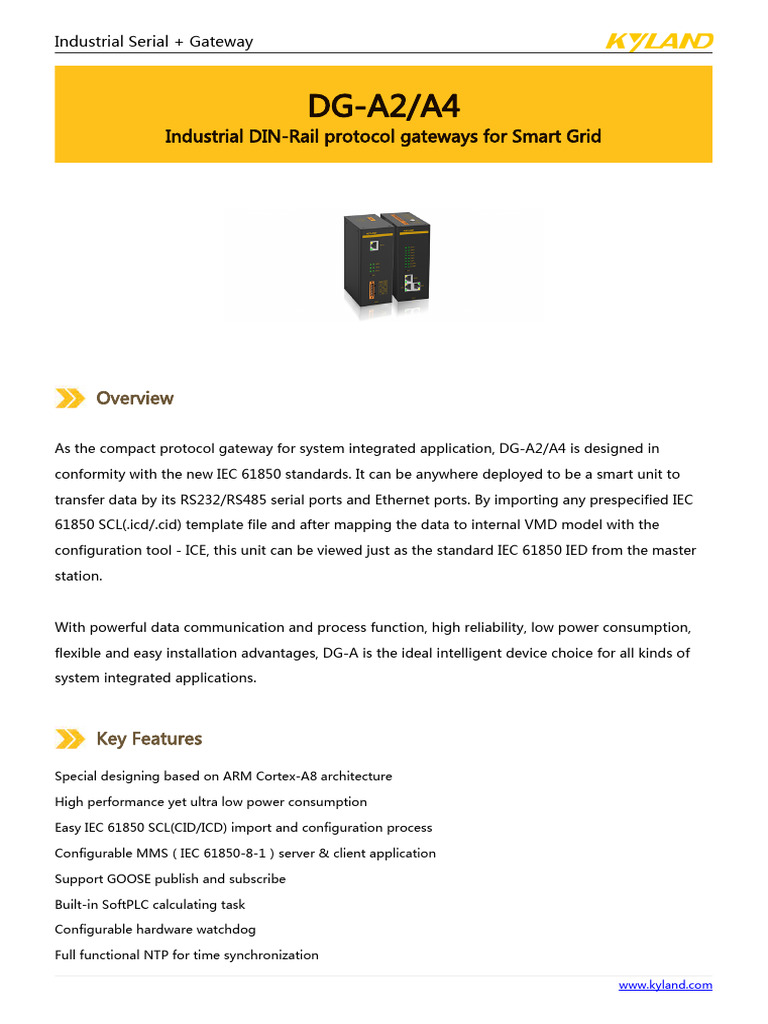 Kyland DG A2 - A4 Datasheet EN | PDF | Electronics | Network Architecture