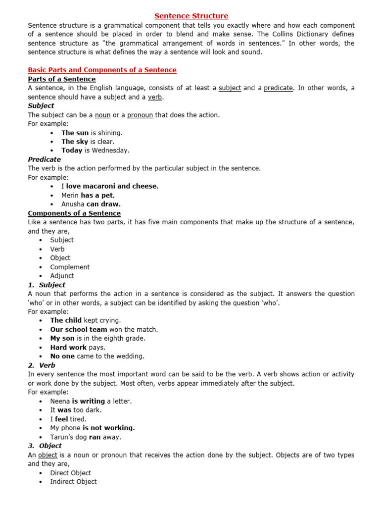 Sentence Structure & Idioms | PDF | Subject (Grammar) | Idiom