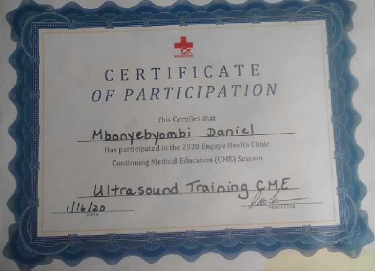 Certificate of Participation in Ultrasound Scan Training | PDF