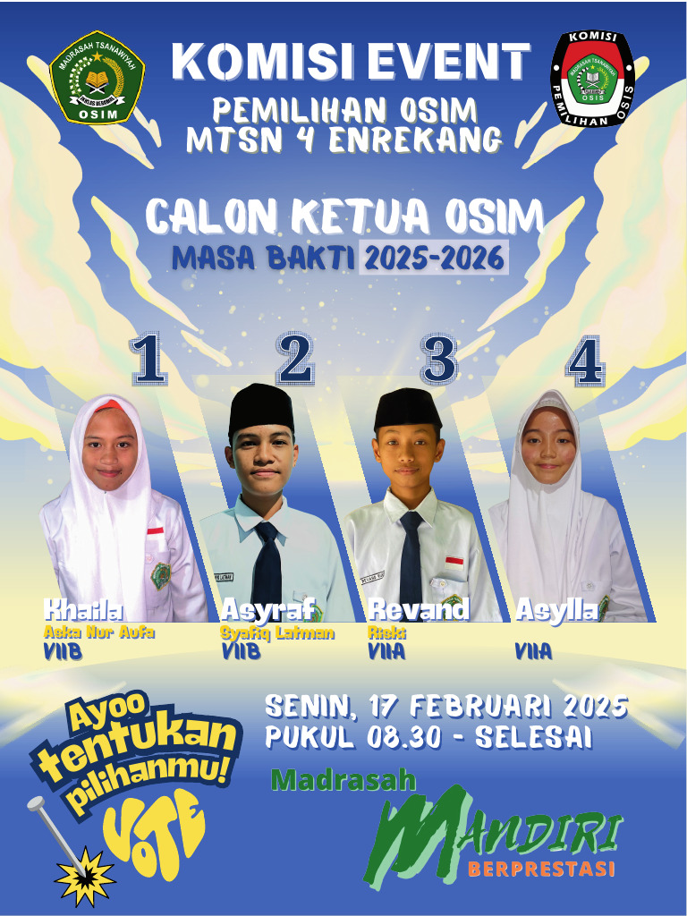 Banner Acara Pemilihan Ketua Osis Ilustratif Biru Dan Putih (75 X 100 ...