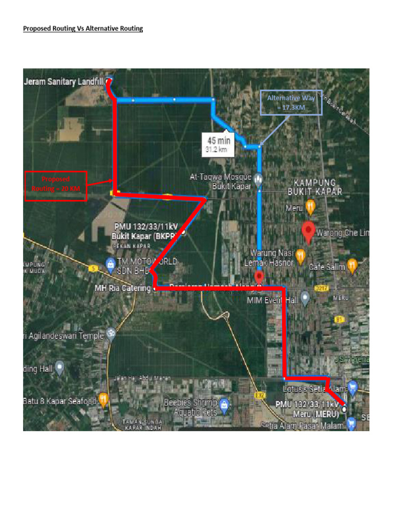 Proposed Routing Vs Alternative Routing WTE 2 to PMU MERU | PDF