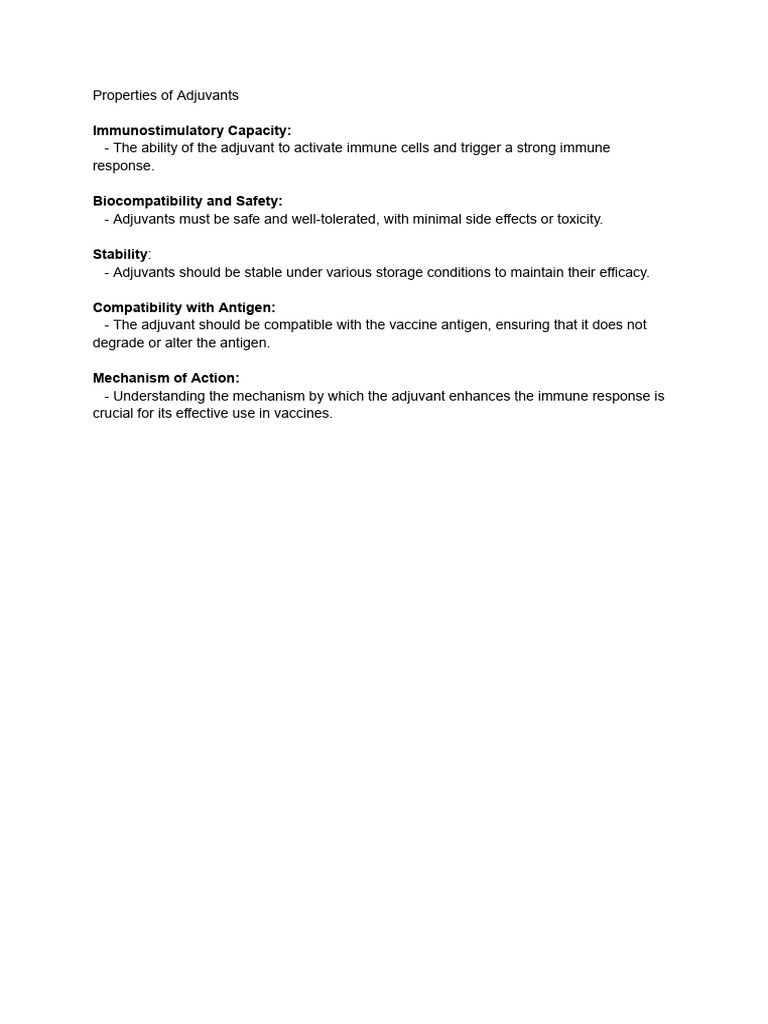Properties of Adjuvants | PDF