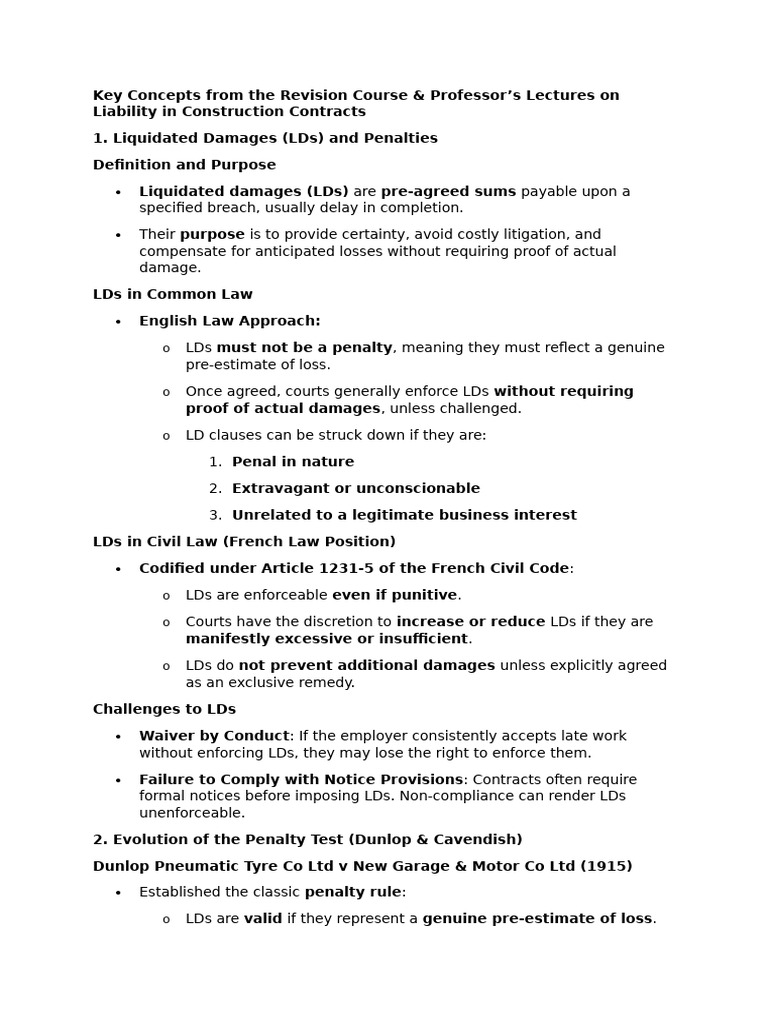 Liability in Construction Contracts | PDF | Liquidated Damages | Legal ...