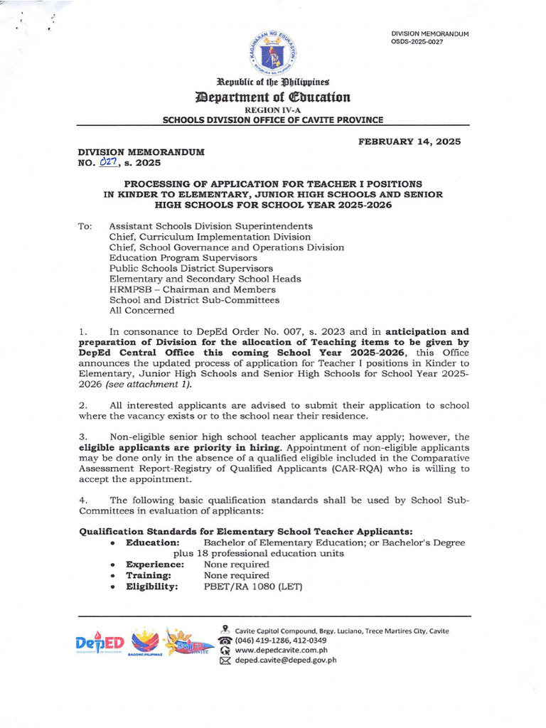 Osds 2025 DM 0027 | PDF