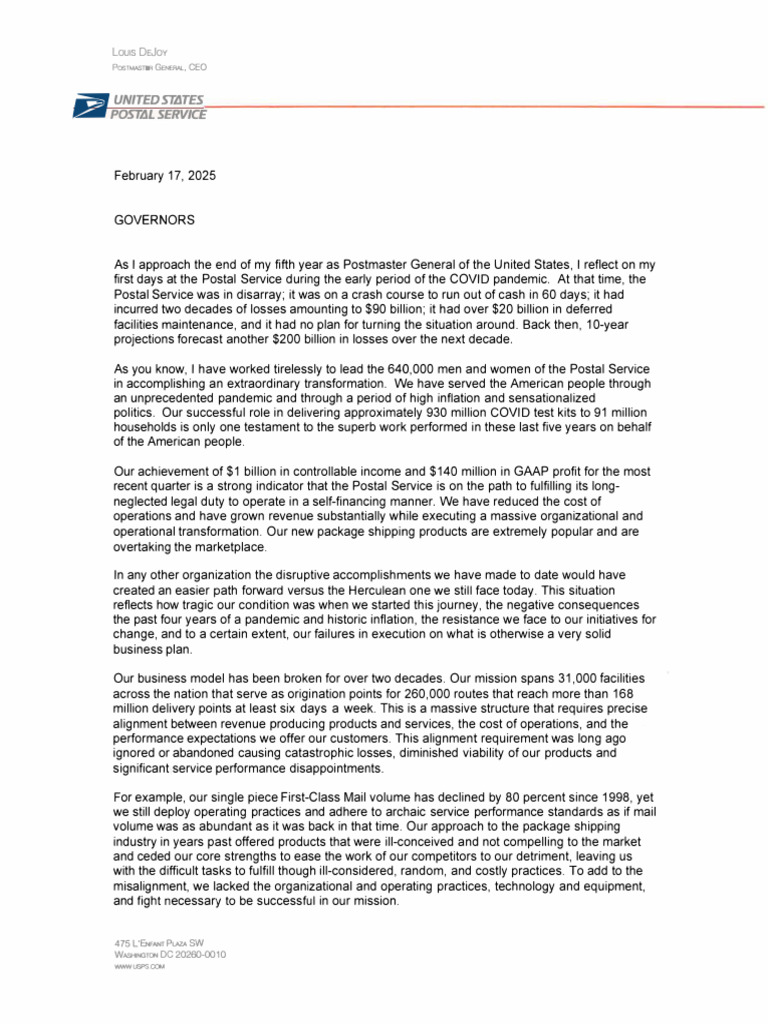 Louis DeJoy | PDF | United States Postal Service | Mail