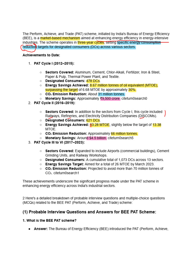 BEE PAT Scheme Study and Analysis | PDF | Energy Conservation ...