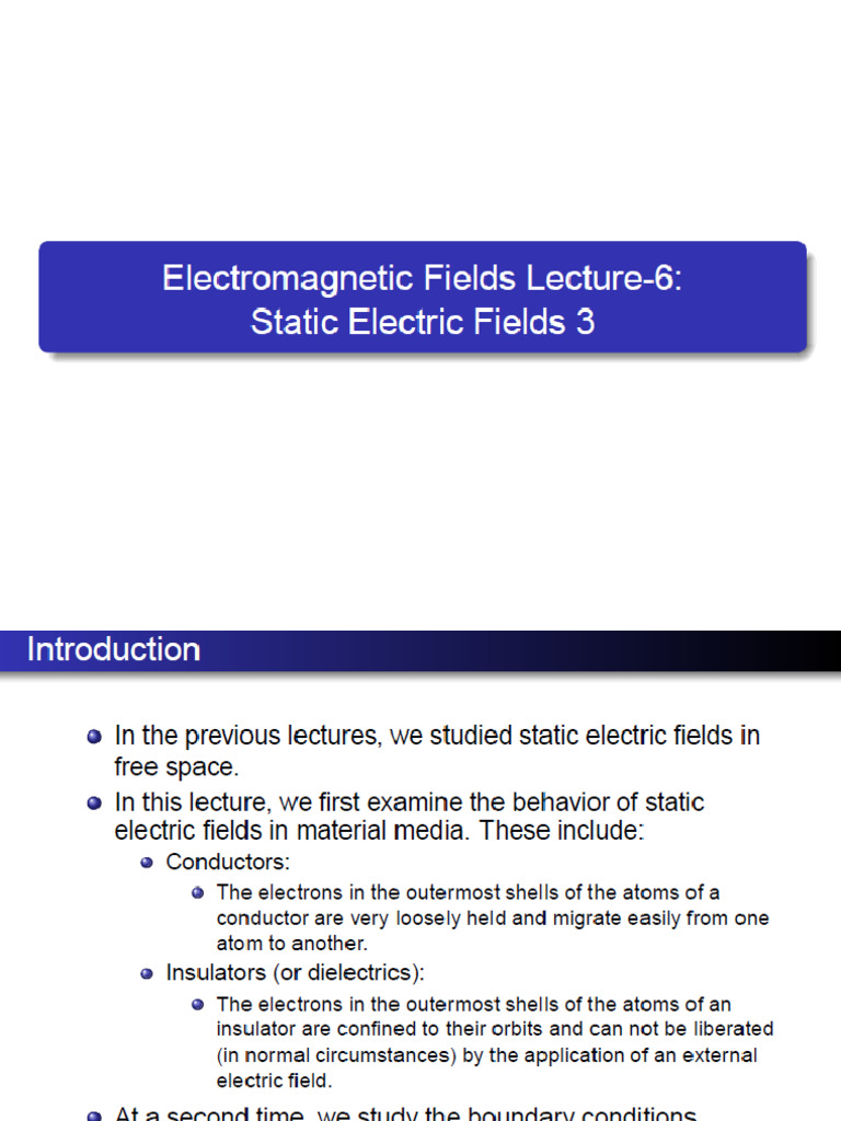 Lecture06 - Static Electric Fields 3 | PDF