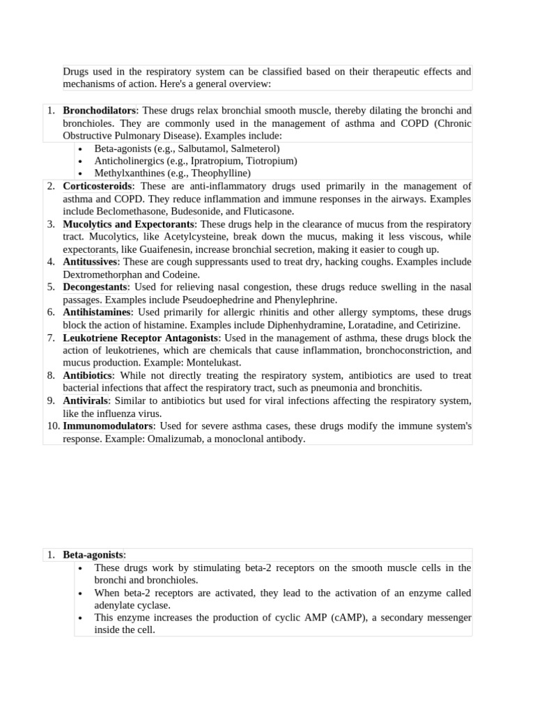 Respiratory Medications | PDF | Cough | Allergy