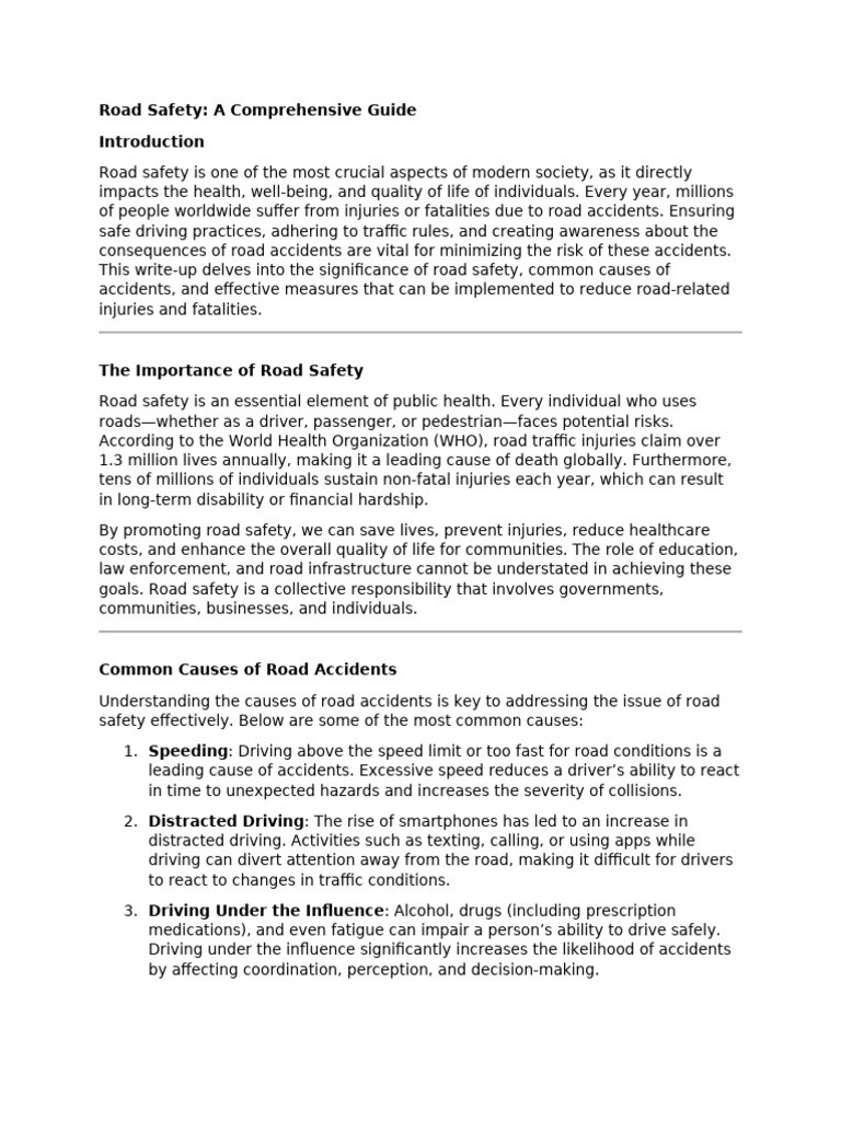 Road Safety-A Comprehensive Guide | PDF | Traffic Collision | Road Traffic Safety
