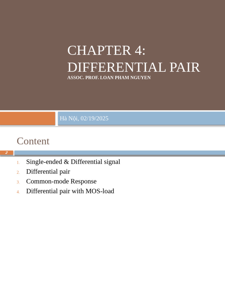 Chapter 4 - Differentail Pair | PDF | Amplifier | Electrical Engineering