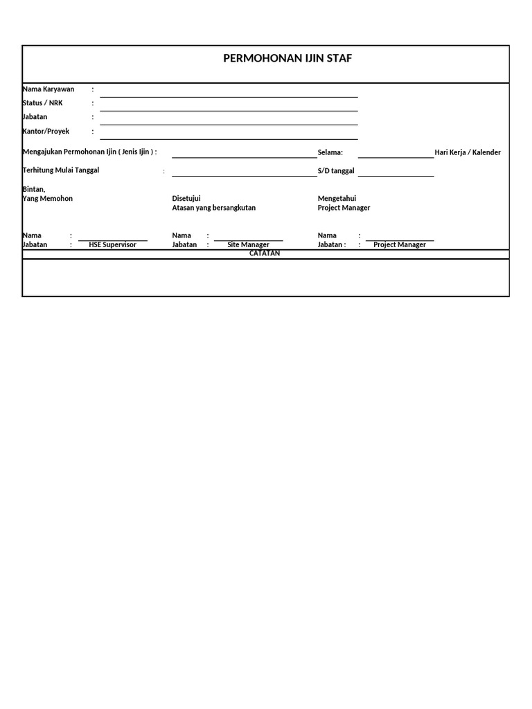 Form Ijin Cuti Staf | PDF