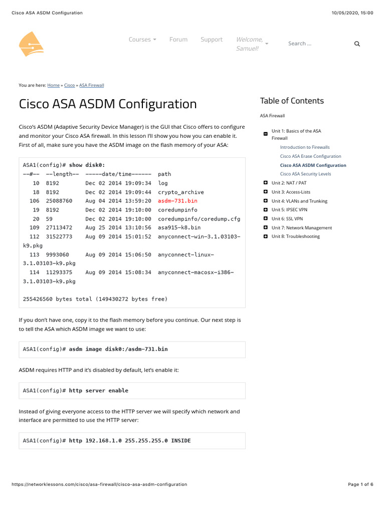 Cisco ASA ASDM Configuration | PDF | World Wide Web | Internet & Web