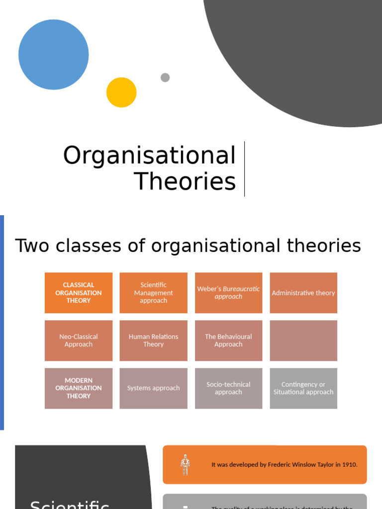Overview of Organisational Theories | PDF | Bureaucracy | Scientific ...