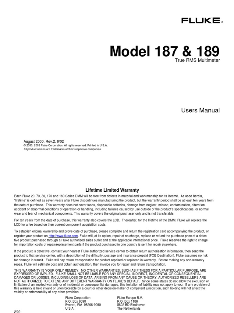 Fluke 189 Manual | PDF