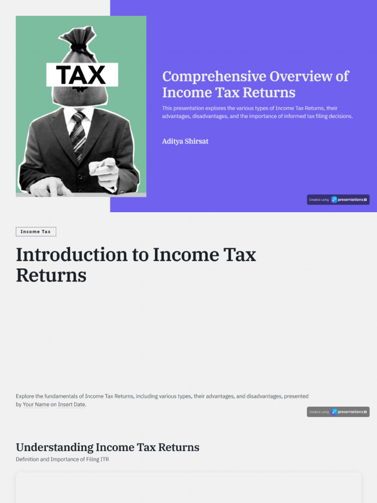 Introduction To Income Tax Returns Types Advantages and Disadvantages | PDF
