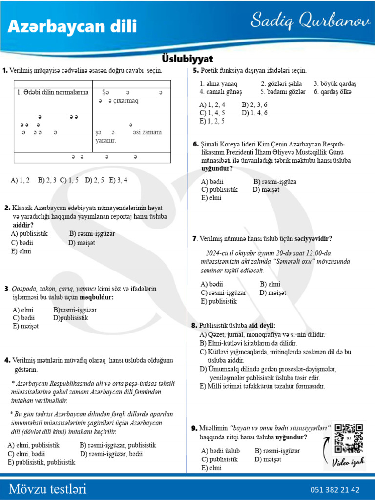 Üslubiyyat (Sadiq Qurbanov)-1 | PDF