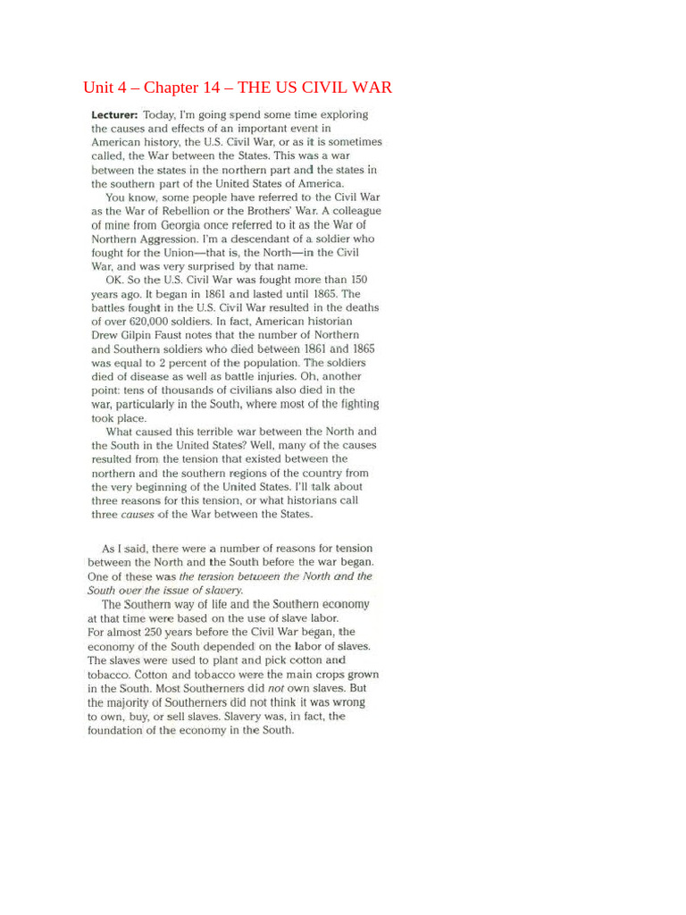 M9-U4-C14 US Civil War | PDF