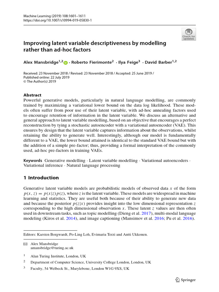 P - Improving Latent Variable Discriptiveness by Modelling Rather Than Ad-Hoc Factors | PDF ...