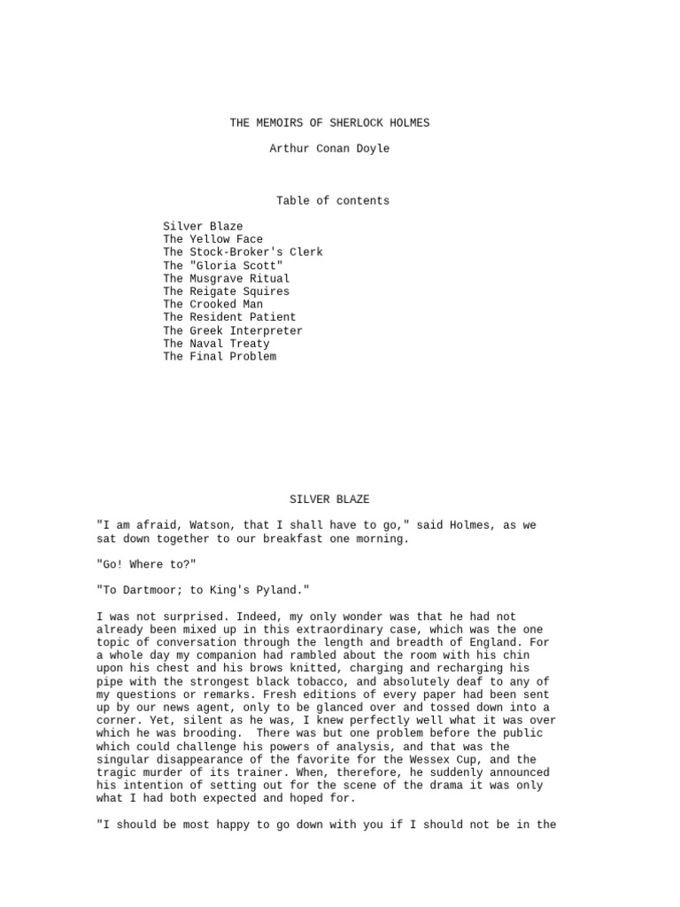 mems | PDF | The Adventure Of Silver Blaze