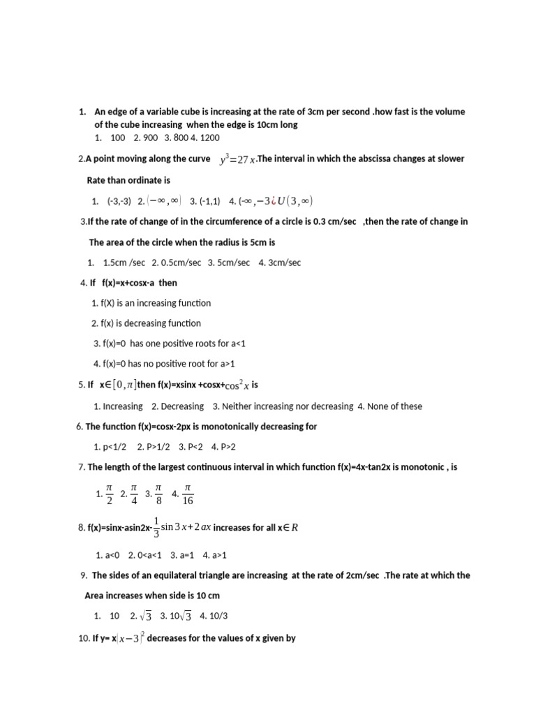 Class XII APPLICATION OF DERIVATIVE (JEE) | PDF | Geometry | Mathematical Analysis