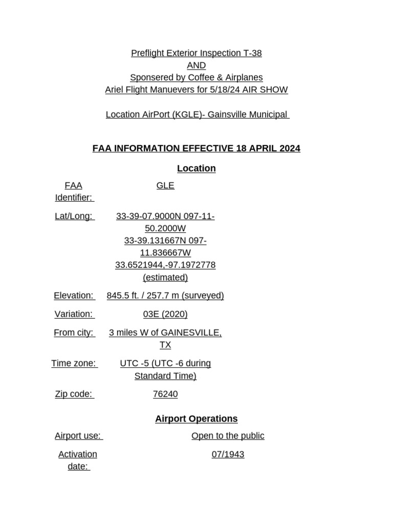 Preflight Exterior Inspection T-38 | PDF | Runway | Aeronautics
