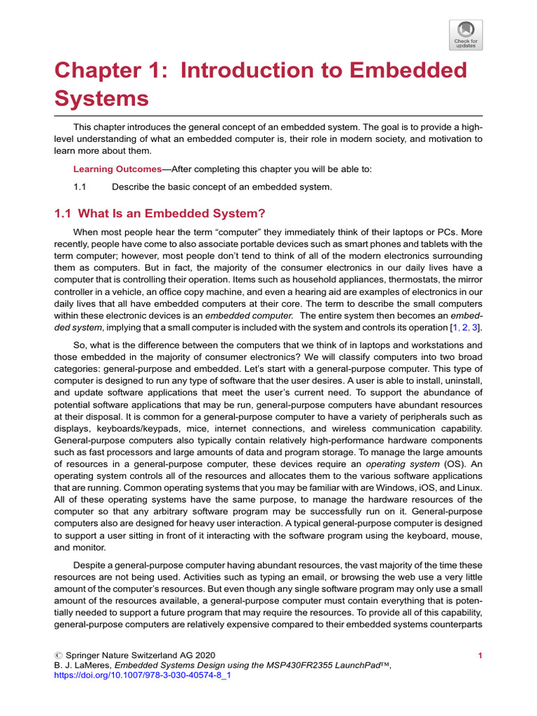 Chapter 1 - IntroductionToEmbeddedSystems | PDF | Embedded System | Microcontroller