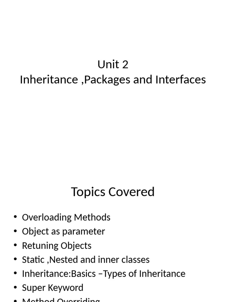 OOPS Unit2 Firsthalf Updated | PDF | Class (Computer Programming) | Inheritance (Object Oriented ...