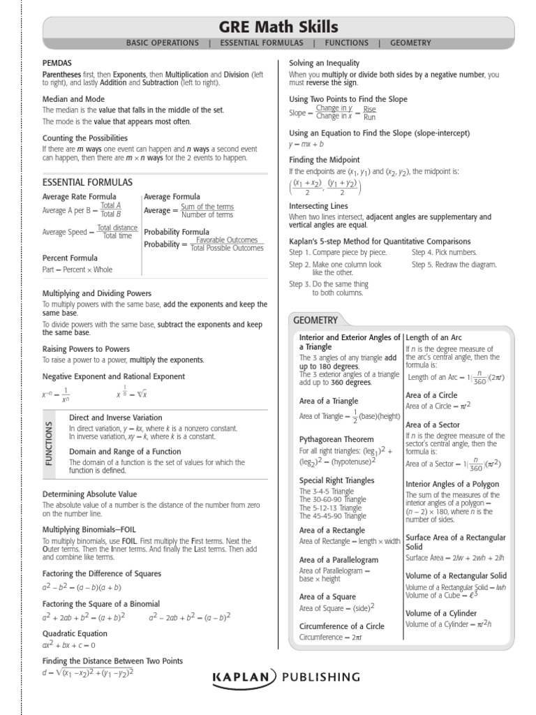 GRE Summary | PDF | Area | Triangle