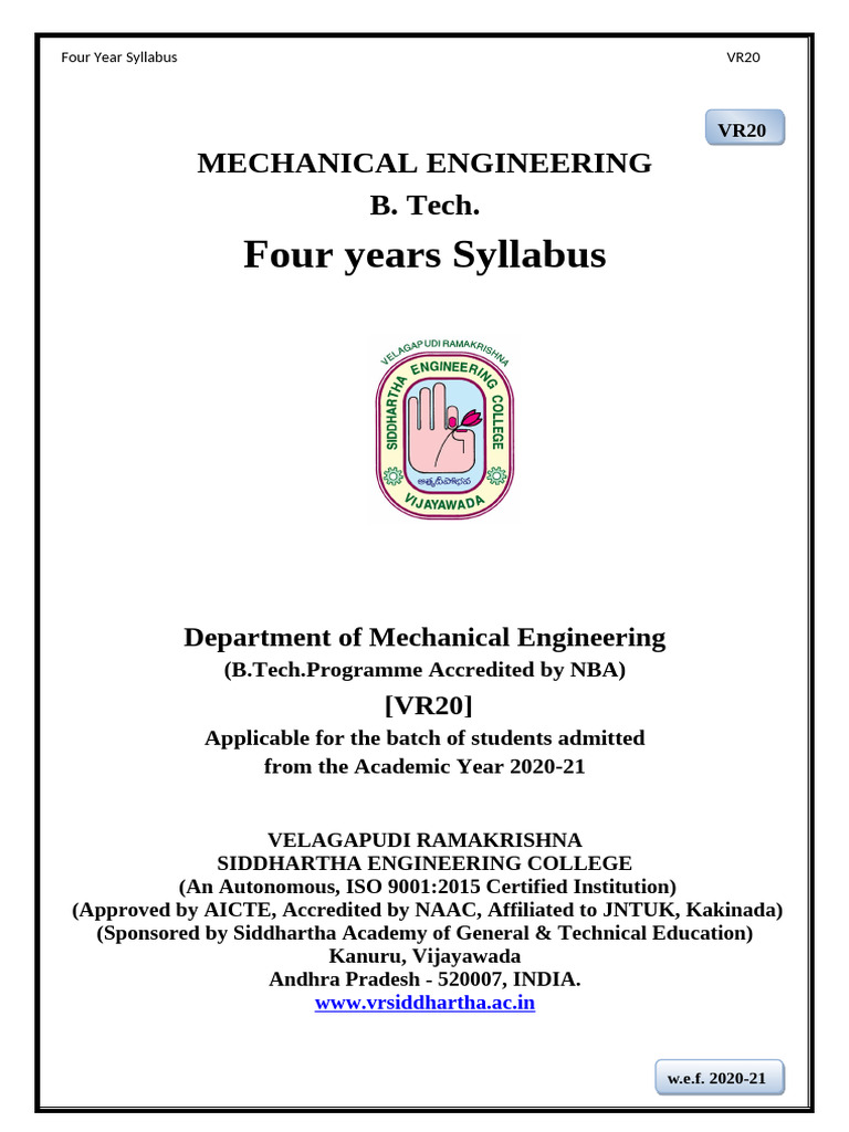 VR 20 Syllabus - Four Year Syllabus 27-08-2022 | PDF | Matrix (Mathematics) | Pointer (Computer ...