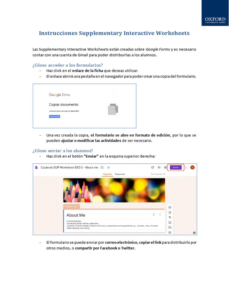 Instrucciones Supplementary Interactive Worksheets | PDF