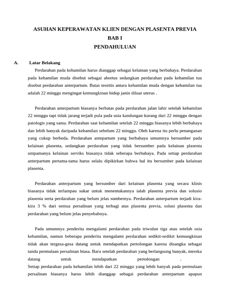 Askep Plasenta Previa | PDF