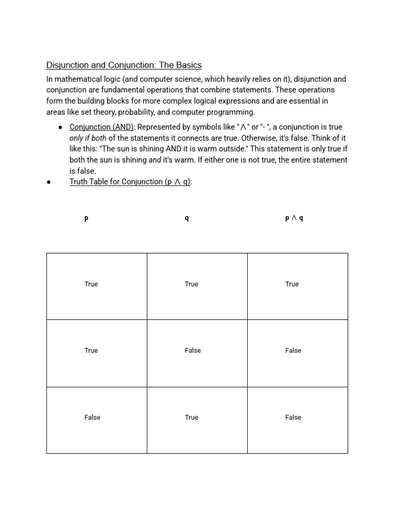 Disjunction and Conjunction - The Basics | PDF | Logic | Mathematical Logic