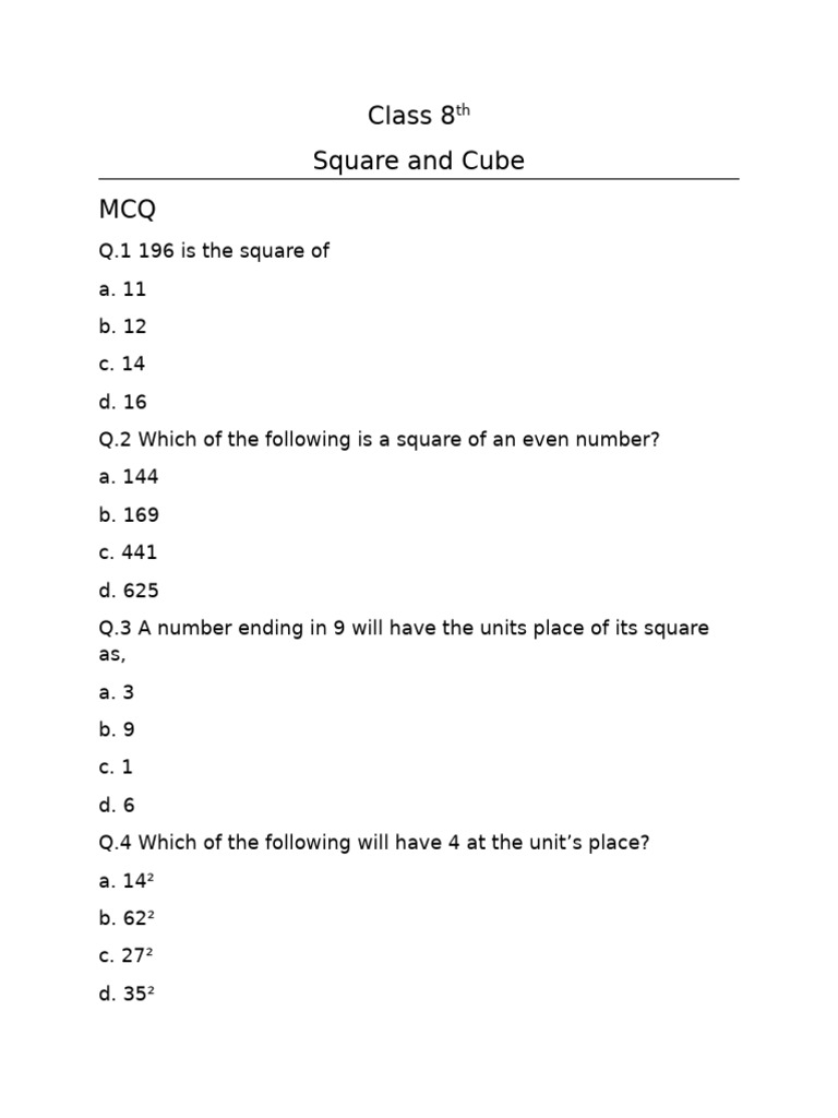 Square and Cube | PDF | Area | Elementary Mathematics