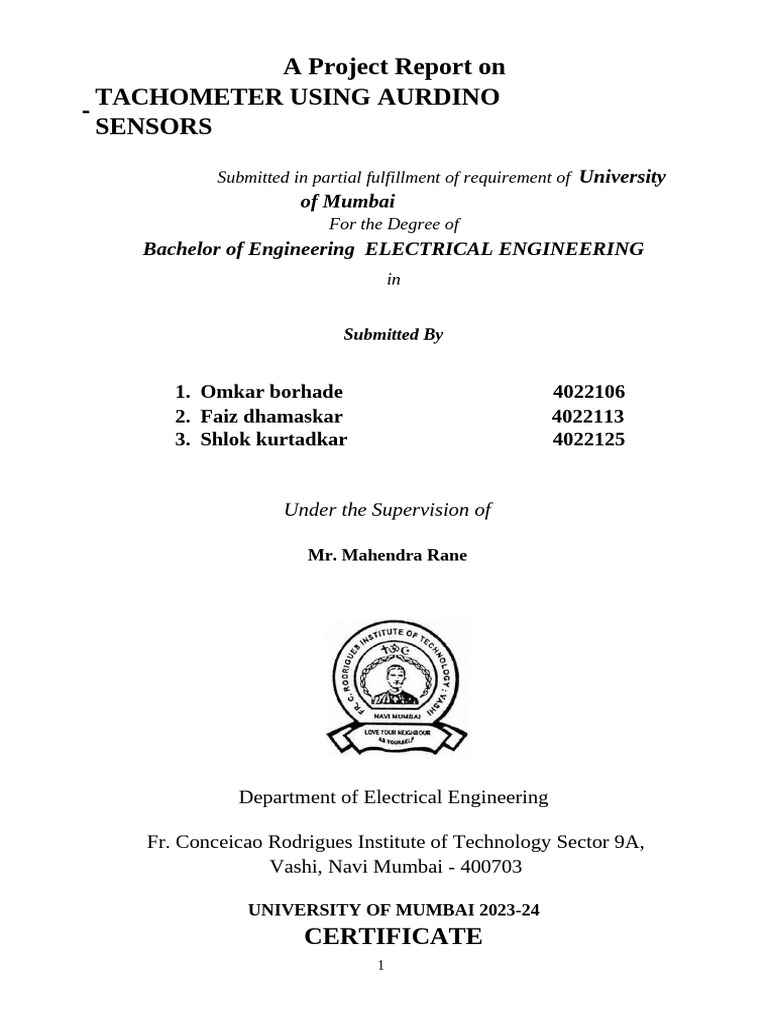 Arduino Tachometer Project Report | PDF | Arduino | Computer Aided Design