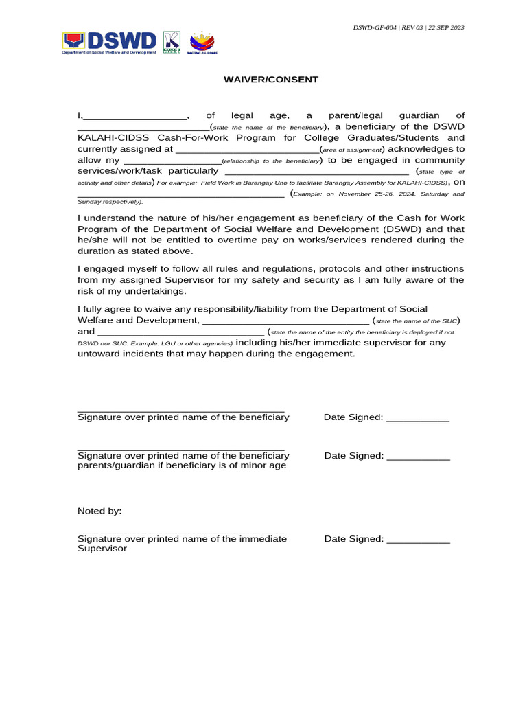 CFWP Waiver Parent | PDF