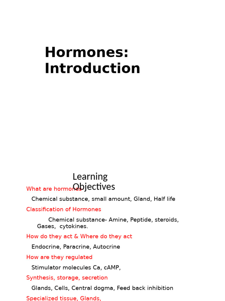 Hormones Intro 14 - 09 - 2022 | PDF | Hormone | Endocrine System