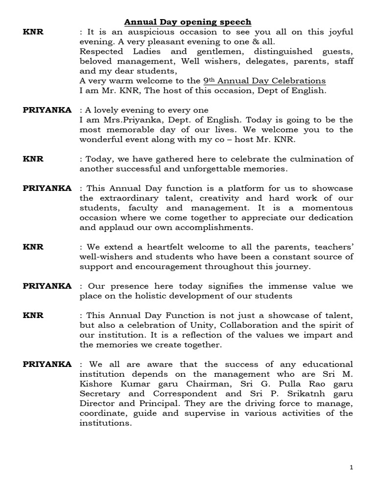 Annual Day Programme Anchoring Script5 | PDF