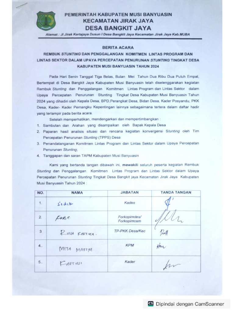 BA Rembuk Stunting Bangkit Jaya | PDF