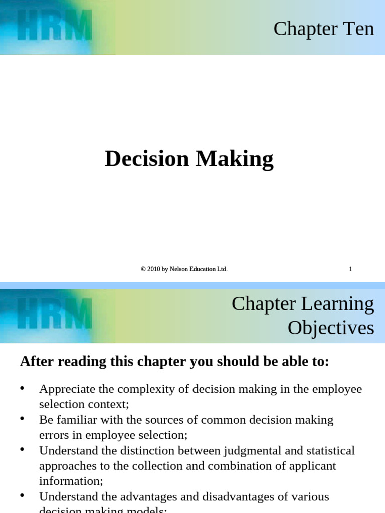 Catano PPT Ch10 Student | PDF | Decision Making | Statistics