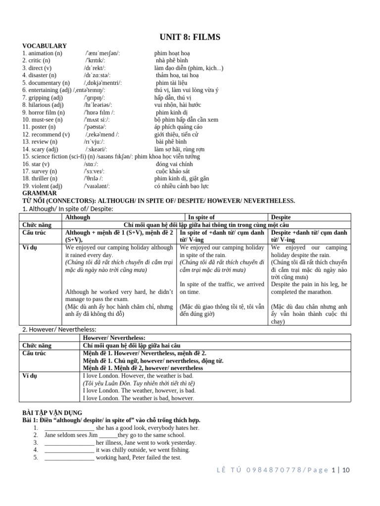 Bài Tập Bổ trợ Anh 7 Global năm học 2022 2023 UNIT 8 GLOBAL 7 HS | PDF