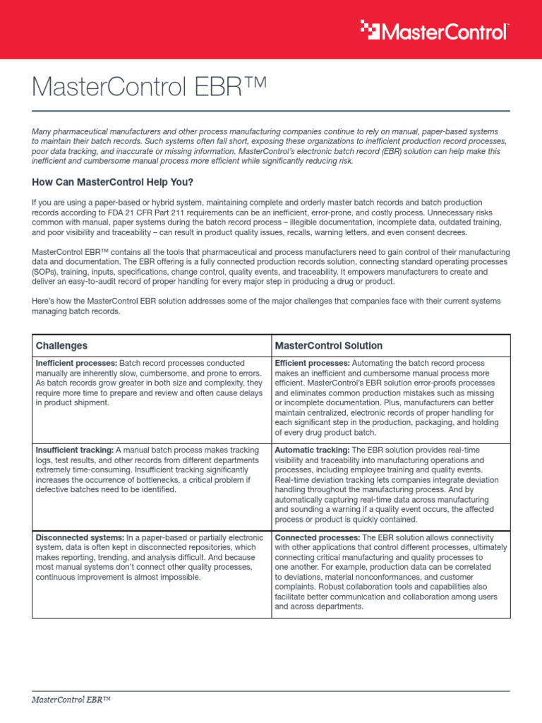 mastercontrol-ebr- | PDF | Audit | Information Technology