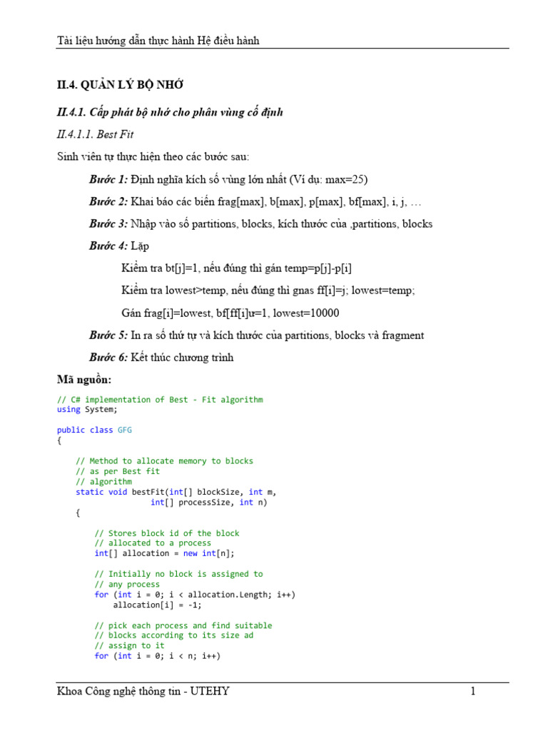 20231005-Thuc Hanh HDH - Quan Ly Bo Nho | PDF