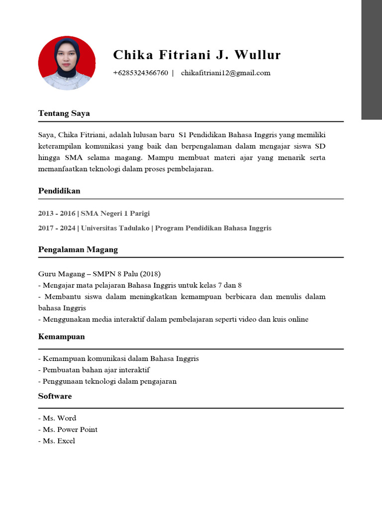 Putih Minimalis Sederhana Profesional Administrasi Perkantoran Resume | PDF