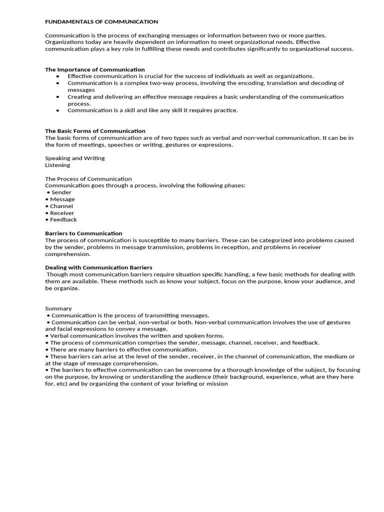 Fundamentals of Communication | PDF | Communication | Nonverbal Communication