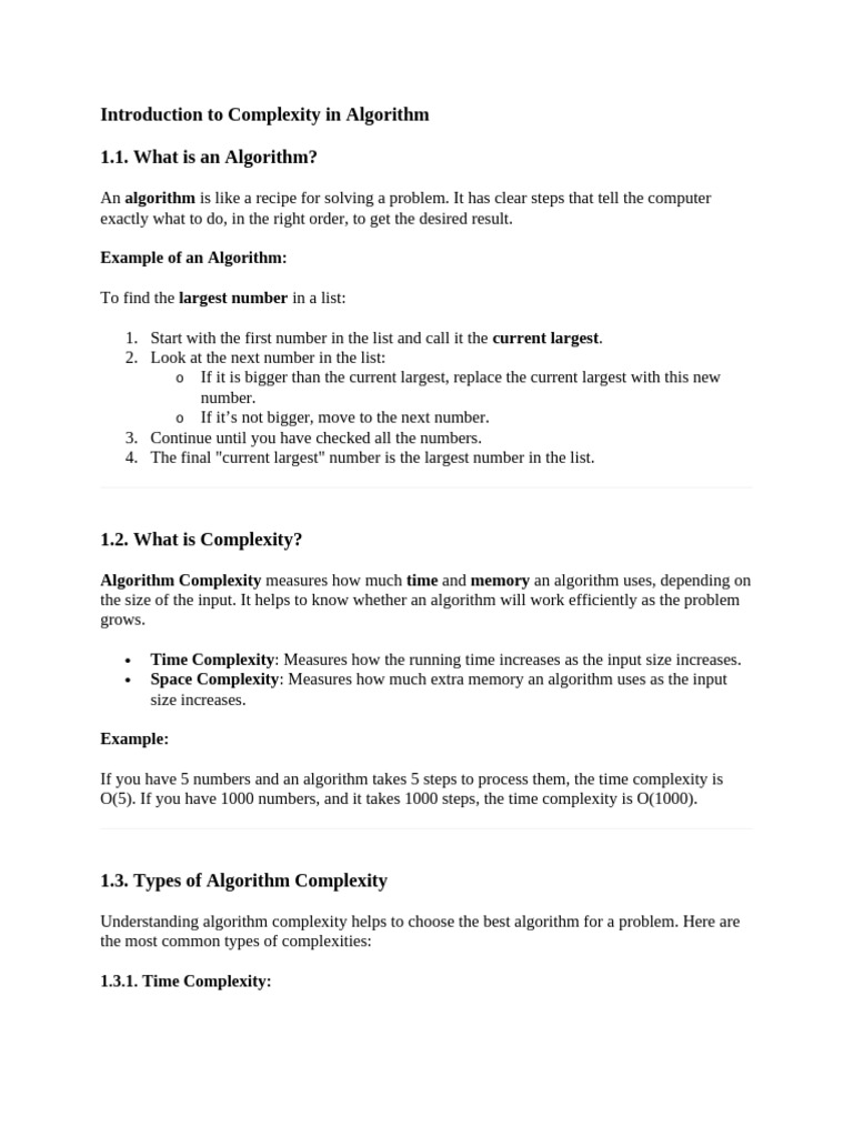 1 Introduction To Complexity in Algorithm | PDF | Computational Complexity Theory | Time Complexity