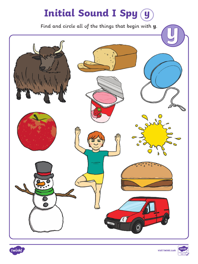 Initial Sound I Spy: Y Words | PDF