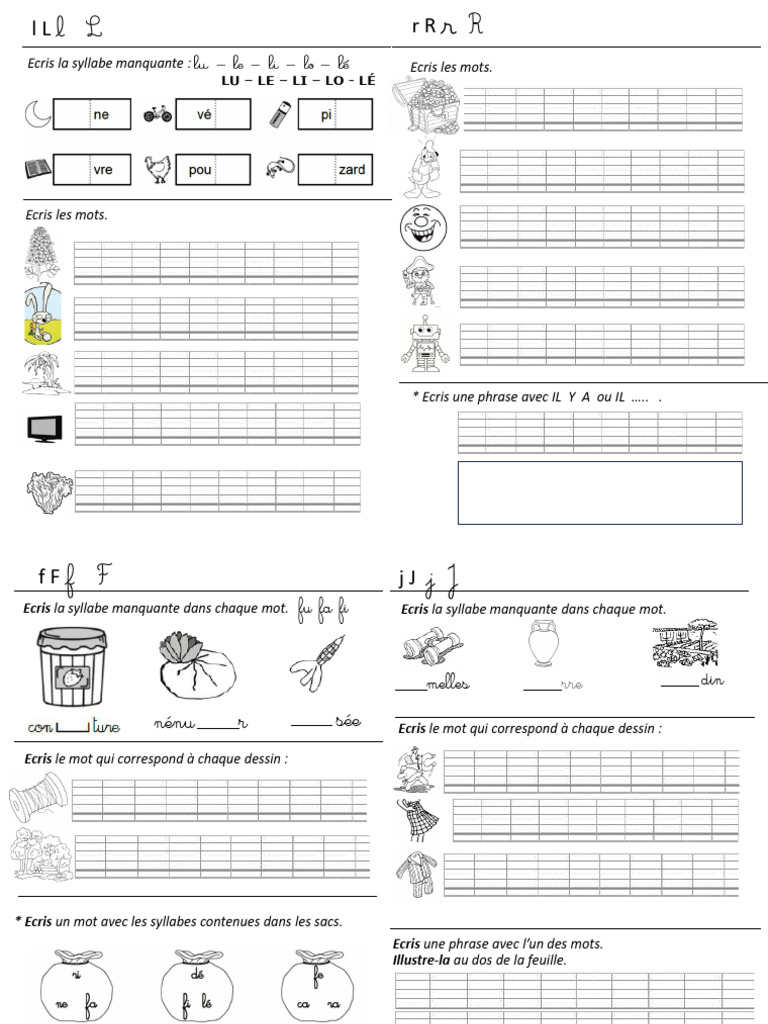 Exercices d'encodage et syllabes CP | PDF