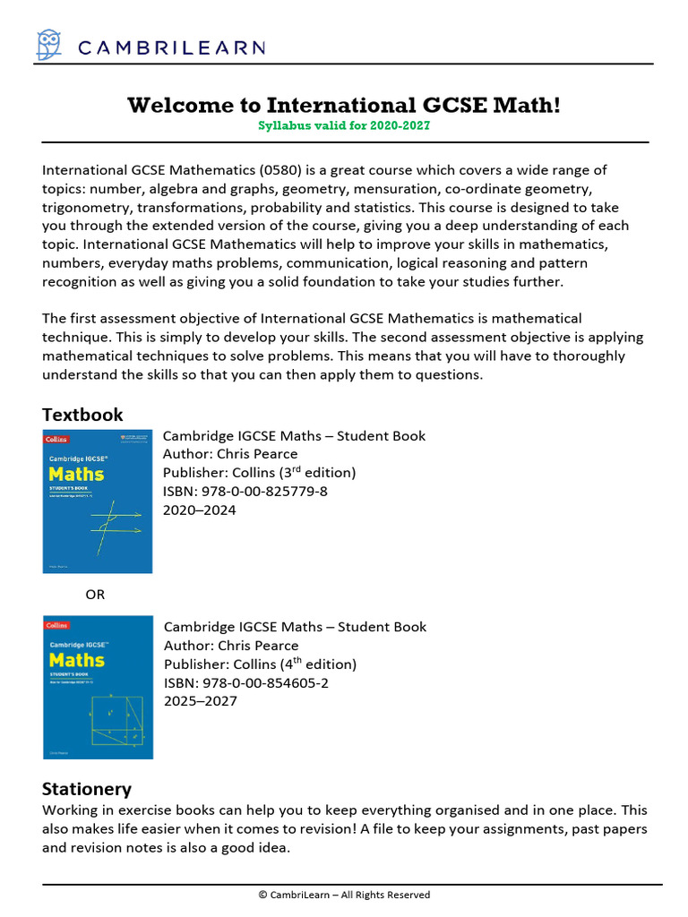International GCSE Maths Overview 2020-2027 | PDF | Mathematics