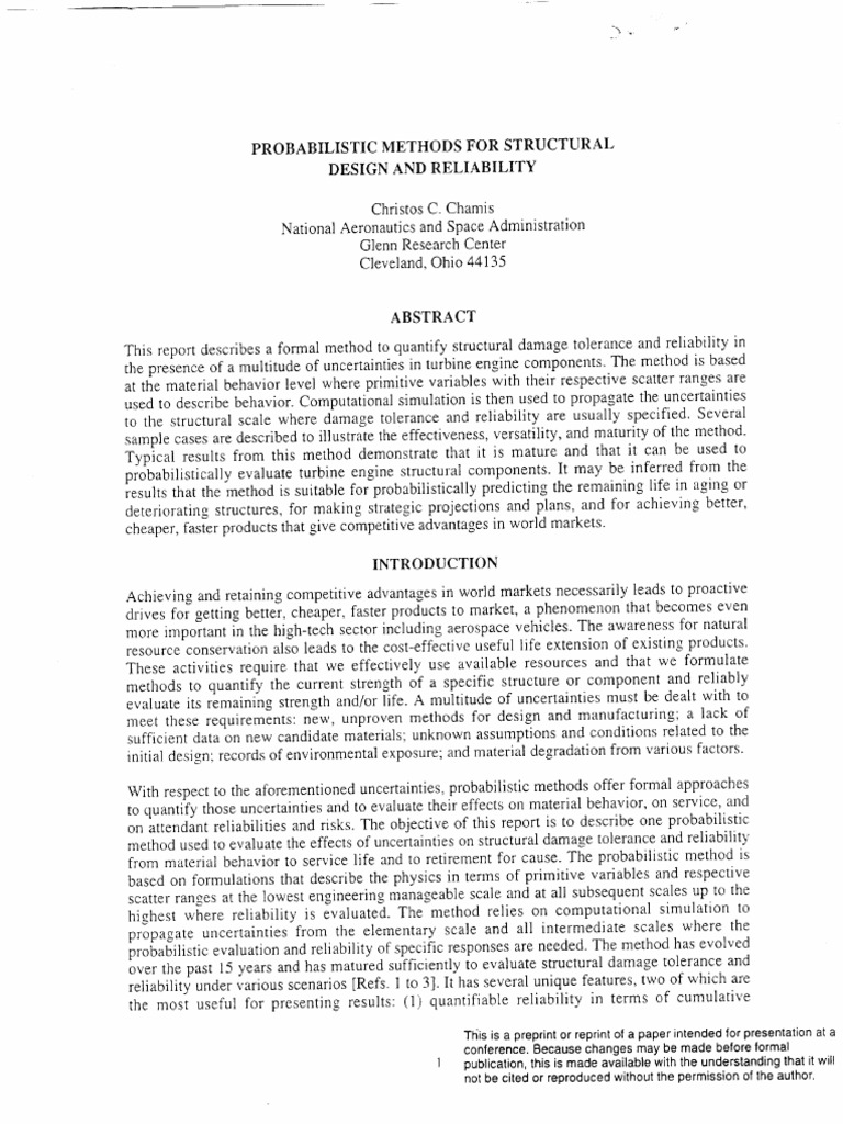 Probabilistic Methods for Engine Reliability | PDF | Reliability ...