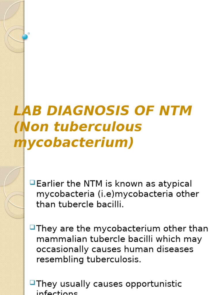 LAB DIAGNOSIS OF NTM (Non tuberculous mycobacterium | PDF | Mycobacterium | Tuberculosis